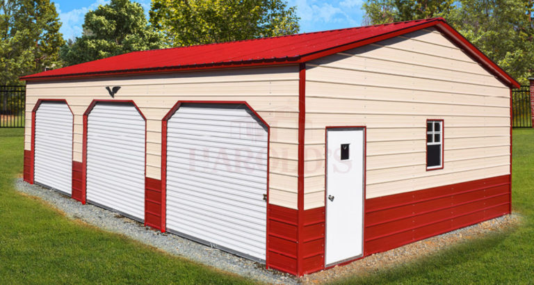 Three Car Side Garage - Harold’s Steel Buildings
